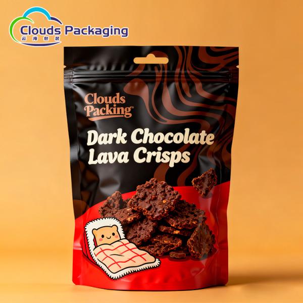 Quality Custom Waffle Chocolate Crisps Zip Lock Packaging Bags Standing Colorful for sale