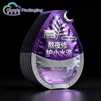 China Makeup Facial Mask Flat Sachet Special Shape Bags with Zipper Custom Printed for sale