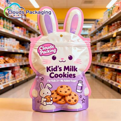 China Biscuit Cookies Cartoon Animals Custom Shaped Bag with Zipper for sale