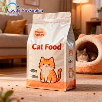 China Custom Printed Stand Up Flat Bottom Cat Food Package Pouch 121℃ Retort for sale