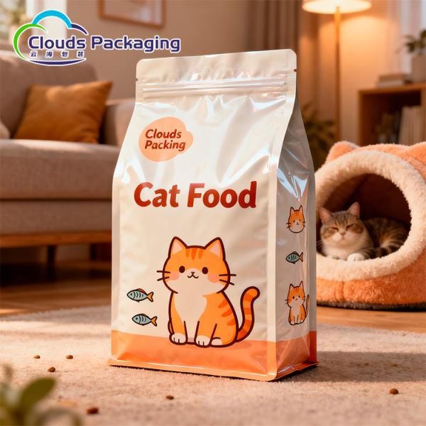Quality Stand Up Flat Bottom Cat Food Package Pouch Custom Printed for sale