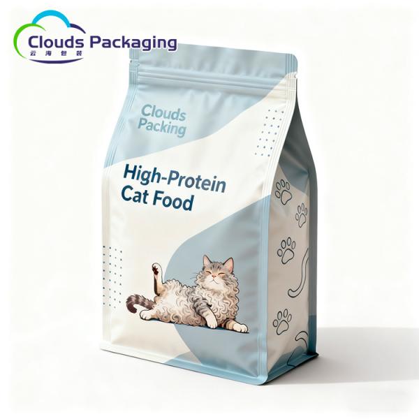 Quality Kitten Cat Food Flat Bottom Bag Packaging Custom Printing Drop Resistant for sale