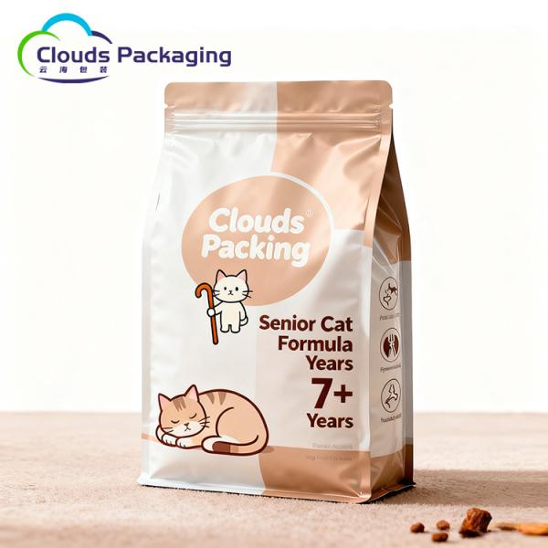 Quality Square Bottom Plastic Pet Food Bags Kitten Cat Food Packaging for sale