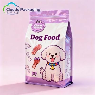 China Mylar Foil Flat Bottom Dog Food Pouches with Zipper Custom Logo for sale