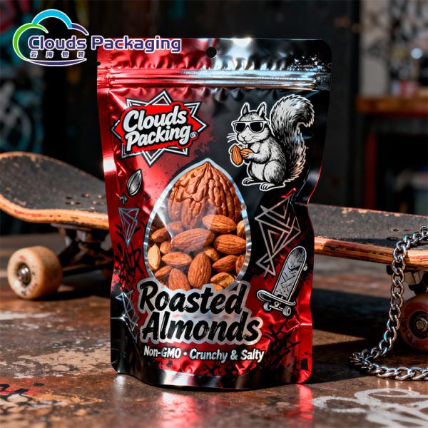 Quality Food Grade Almonds Stand Up Bag Custom Printing for Nuts Packaging Bag for sale