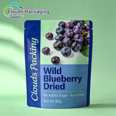 China Food Grade Blueberry Stand Up Pouches Dried Fruit Packaging Bag with Zipper for sale