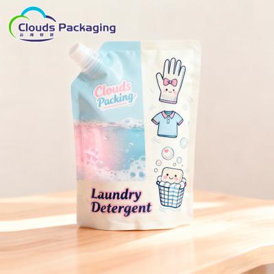 China Laundry Detergent Spouted Pouches Custom Printing with Transparent Window for sale