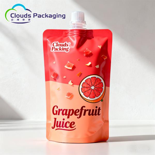 Quality Custom Printing Fruit Juice Spouted Pouches Orange Juice Drinks Packaging for sale