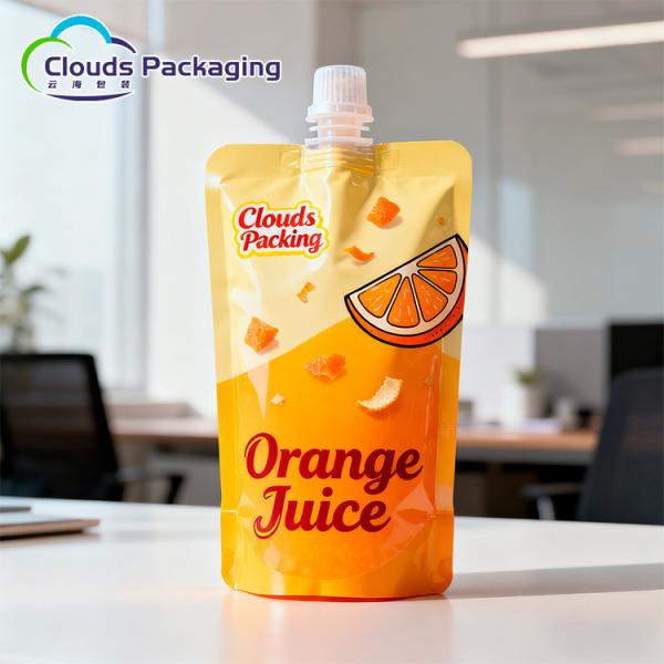 Quality Custom Printing Fruit Juice Spouted Pouches Orange Juice Drinks Packaging for sale