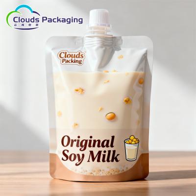 China Soy Milk Lquid Drinks Packaging Spout Plastic Bag Custom Printing for sale