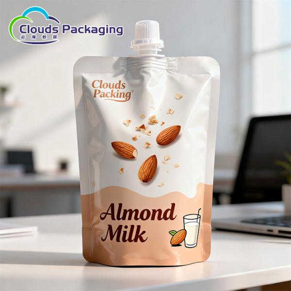 Quality Soy Milk Lquid Drinks Packaging Spout Plastic Bag Custom Printing for sale