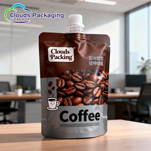 Quality Custom Printing Spouted Plastic Stand Pouch Instant Coffee Lquid Drinks Packaging for sale