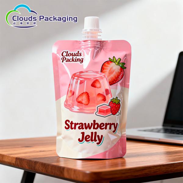 Quality Custom Fruit Jelly Spouted Pouches Plastic Stand Packaging Bag with Nozzle for sale