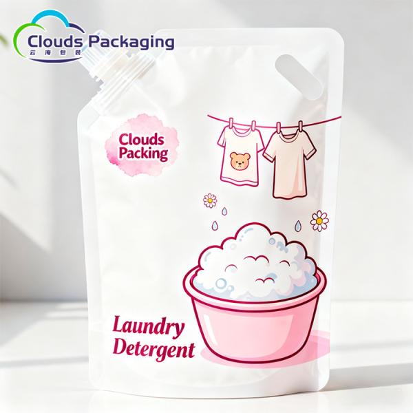 Quality Custom Laundry Detergent Spout Bags Plastic Stand Packaging Bag with Nozzle for sale