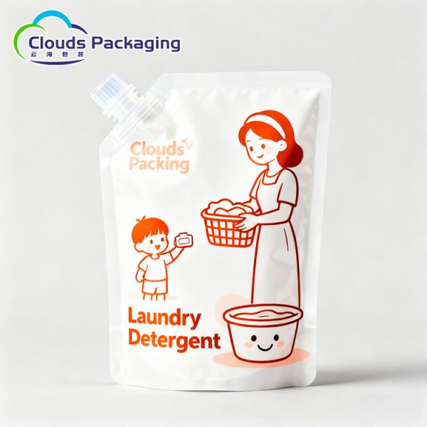 Quality Custom Laundry Detergent Spout Bags Plastic Stand Packaging Bag with Nozzle for sale