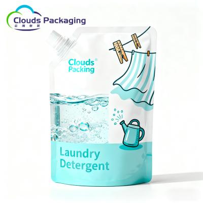 China Trasparent Laundry Detergent Spouted Pouches Plastic Packaging Bag with Window for sale