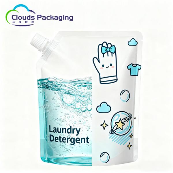 Quality Trasparent Laundry Detergent Spouted Pouches Plastic Packaging Bag with Window for sale