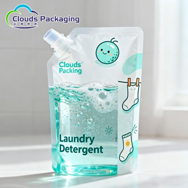 Quality Trasparent Laundry Detergent Spouted Pouches Plastic Packaging Bag with Window for sale