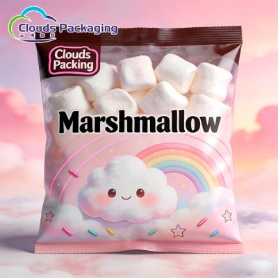 China Custom Plastic Back Seal Bags With Clear Window For Marshmallow Cake for sale