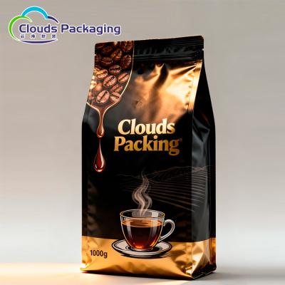 China Custom Size Coffee Bean Packaging Bags With Food Grade Zipper and Valve Stand Up Pouch for sale