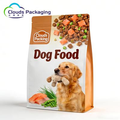 China Customized Food Grade Pet Food Package Reusable Flat Bottom Pouch With Zip Top for sale