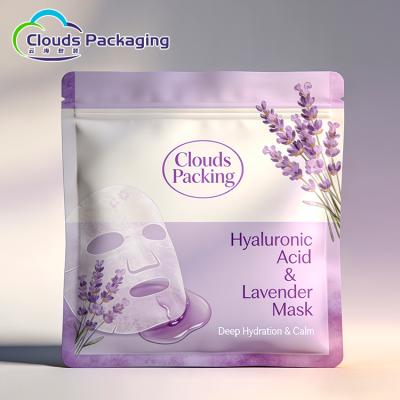 China Custom Three Side Seal Pouch With Zipper Closure Facial Mask Cosmetic Packaging Pouch for sale