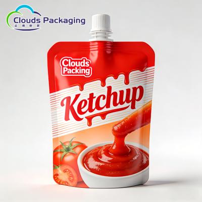 China Food Grade Plastic Beverage Packaging Bag 250ml 500ml Stand up Spout Pouch For Sauces for sale