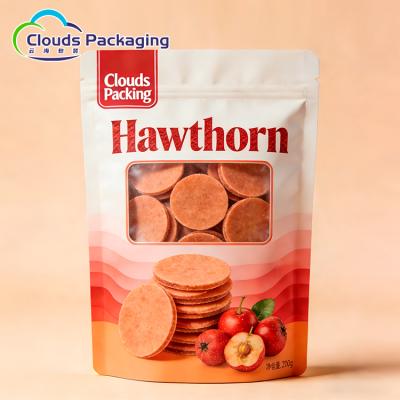 China Custom Printed Zipper Pouch Plastic Bags for Business Bags with Window Resealable Food Packaging Bag for Snacks for sale