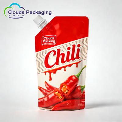 China Custom Spout Pouch Stand up Laminated Plastic Packaging Food Grade Packaging Bag for Chili Sauce for sale