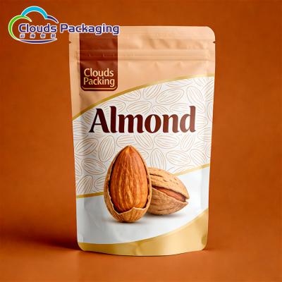 China Gravure Printed Snack Packaging Pouches Moisture Proof Almond Stand-up Zipper Pouch with Resealable Ziplock for sale