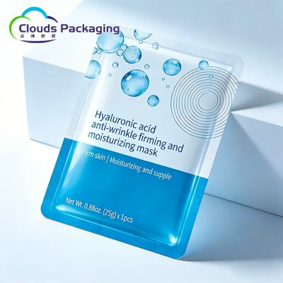 China Luxury Cosmetic Skincare Packaging Bag Three Side Seal Pouch Plastic Premium Custom Face Mask Packaging Bag for sale