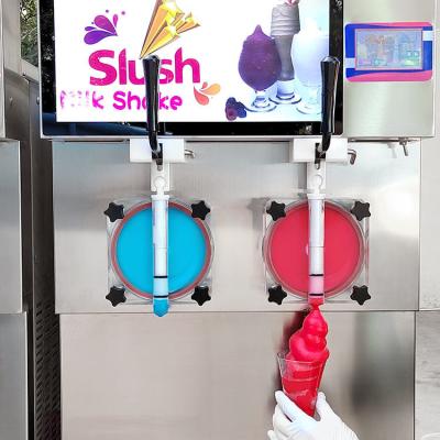 China 2 Flavors New Slush Machine With LED Light Frozen Cocktails Margarita Granita Smoothies Slushy Machine for sale