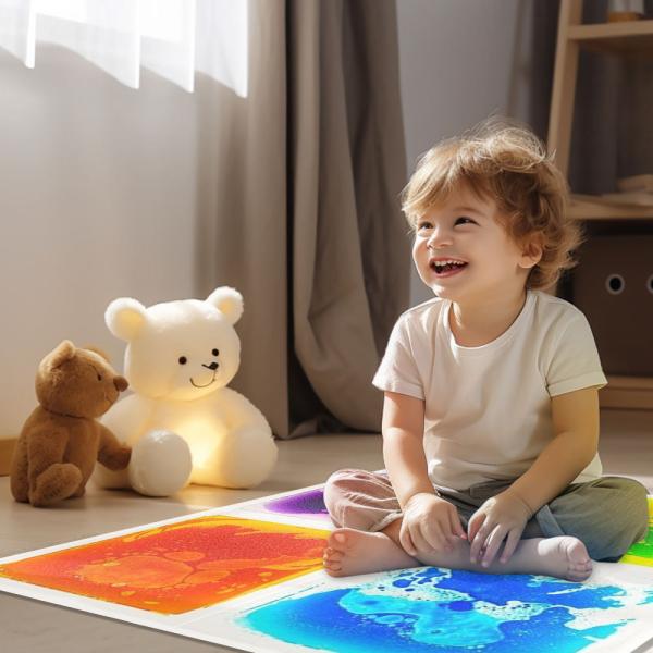 Quality 200KG Heavy Duty UV Reactive Eco-Friendly PVC Liquid Sensory Floor Tiles for Interactive Play and Therapy for sale