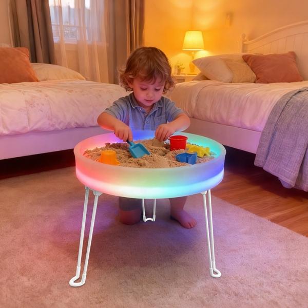 Quality Modern Kids' Furniture Sets LED Round Light Up Sensory Table For Kids Multicolor Nordic Smart Educational Toys Furniture For Living Room for sale