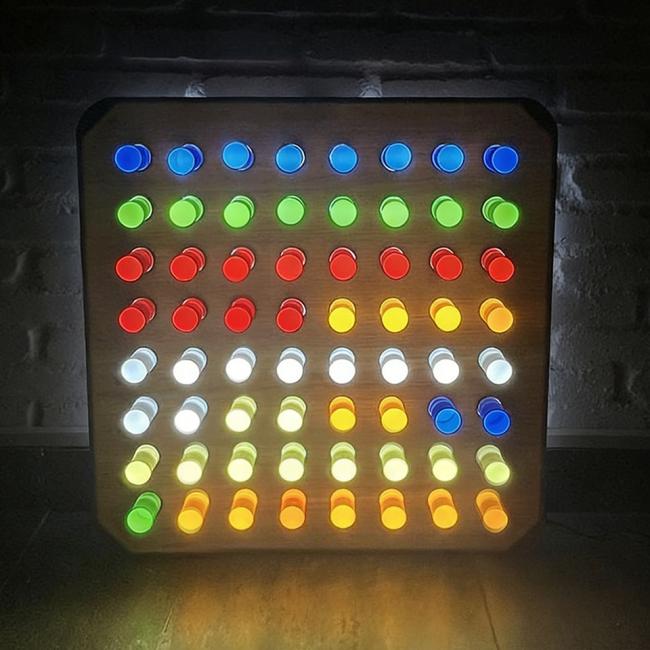 Detailed view of LED light patterns and peg placement