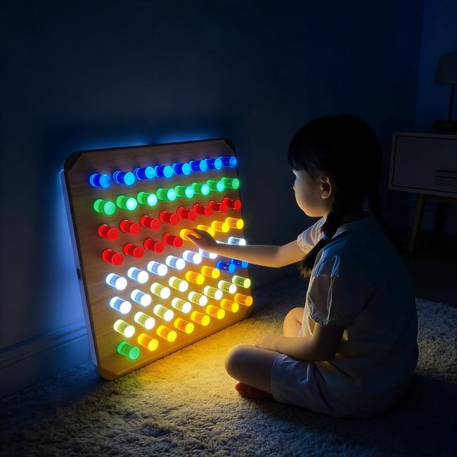 Children interacting with sensory light panel during play