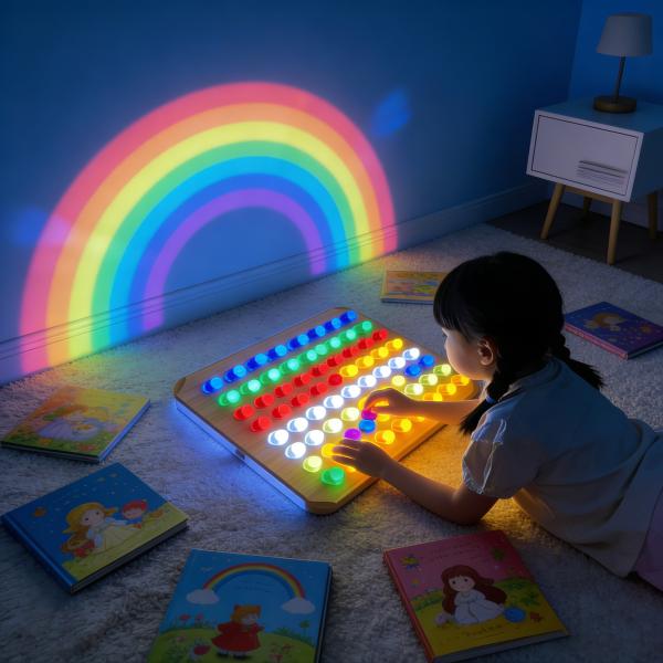 Quality Sensory LED Activity Light Panel with Colourful Pegs – Interactive DIY Play Wall for Children for sale