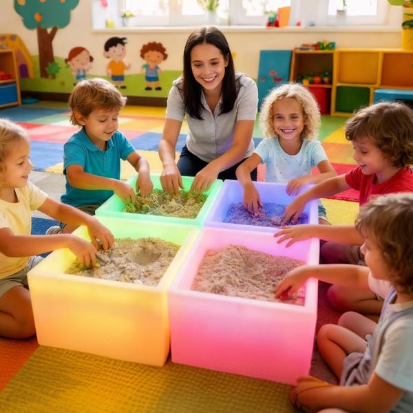Quality Kids LED Light Table Sensory Activity Tray Square Sand & Creative Play Table for sale