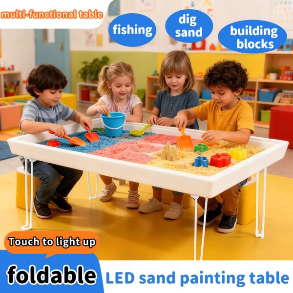 Quality Waterproof LED Sand Art Table with Foldable Design and 17 RGB LEDs for Kids' for sale