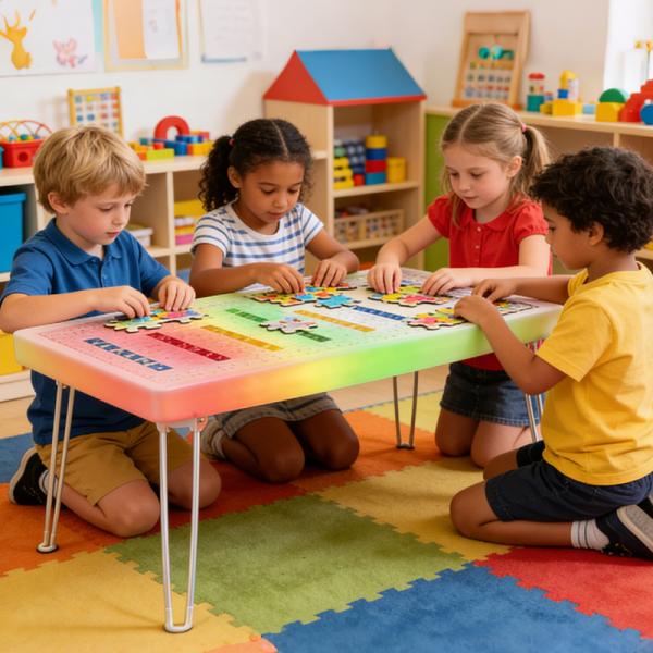 Quality Kids Musical Learning Table with LED Lights, 8 Animal Sounds, Piano, Foldable, Battery Powered – 101cm Sensory Play Desk for Ages 1-6 for sale