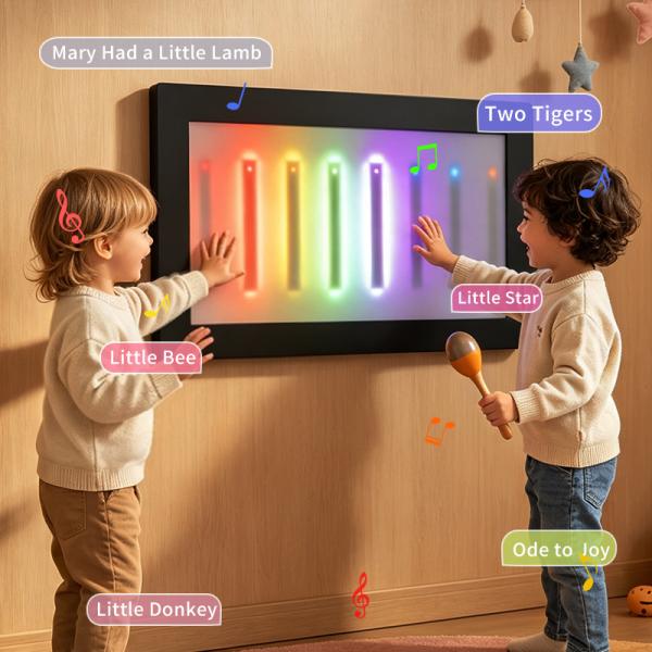 Quality 2-in-1 Piano & Animal Sounds Wall Panel Toy with 8 Color Touch Keys for Kids for sale