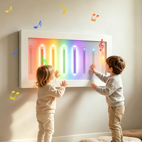 Quality 2-in-1 Piano & Animal Sounds Wall Panel Toy with 8 Color Touch Keys for Kids for sale
