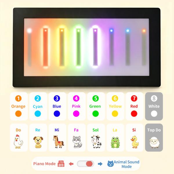 Quality 2-in-1 Piano & Animal Sounds Wall Panel Toy with 8 Color Touch Keys for Kids for sale