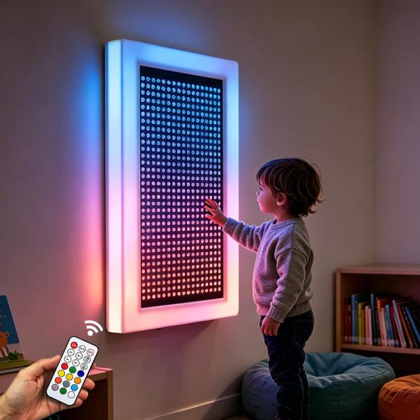 Quality Interactive Sensory Wall LED Light Panel with RGB Color Changing and Customizable Dimensions for Kids Aged 2 to 14 for sale