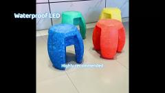 Interactive LED Three-Leg Stool Made with Durable PE Material | RGB Light Furniture