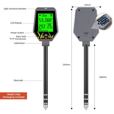 Cina Kit di test del suolo 6 in 1 Umidità/pH/Fertilità/Luce solare/EC/Temp Meter per giardini, aziende agricole e piante d'interno in vendita