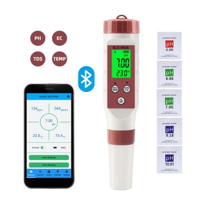 China Medidor de calidad del agua inteligente 4 en 1 con Bluetooth - Medidor de pH/TDS/CE/Temperatura para el hogar, hidroponía y laboratorio en venta
