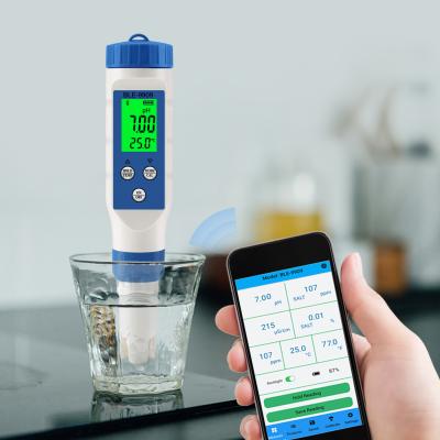 China Smart 5 in 1 Bluetooth-Wasserqualitätsprüfer - pH/TDS/EC/Salz/Tempometer für Zuhause, Aquakultur und Hydrokultur zu verkaufen