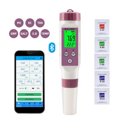China 6-in-1 Digital Water Quality Meter pH/EC/TDS/ORP/Salt/Temperature Drinking Water Tester for sale