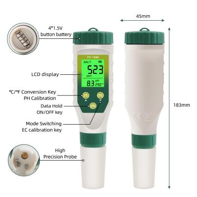 China 5-in-1-Mehrparameter-PH-Meter mit Hintergrundbeleuchtung für Labor-Aquarien PH TDS Salzgehalt EG-Temperaturmessgerät zu verkaufen